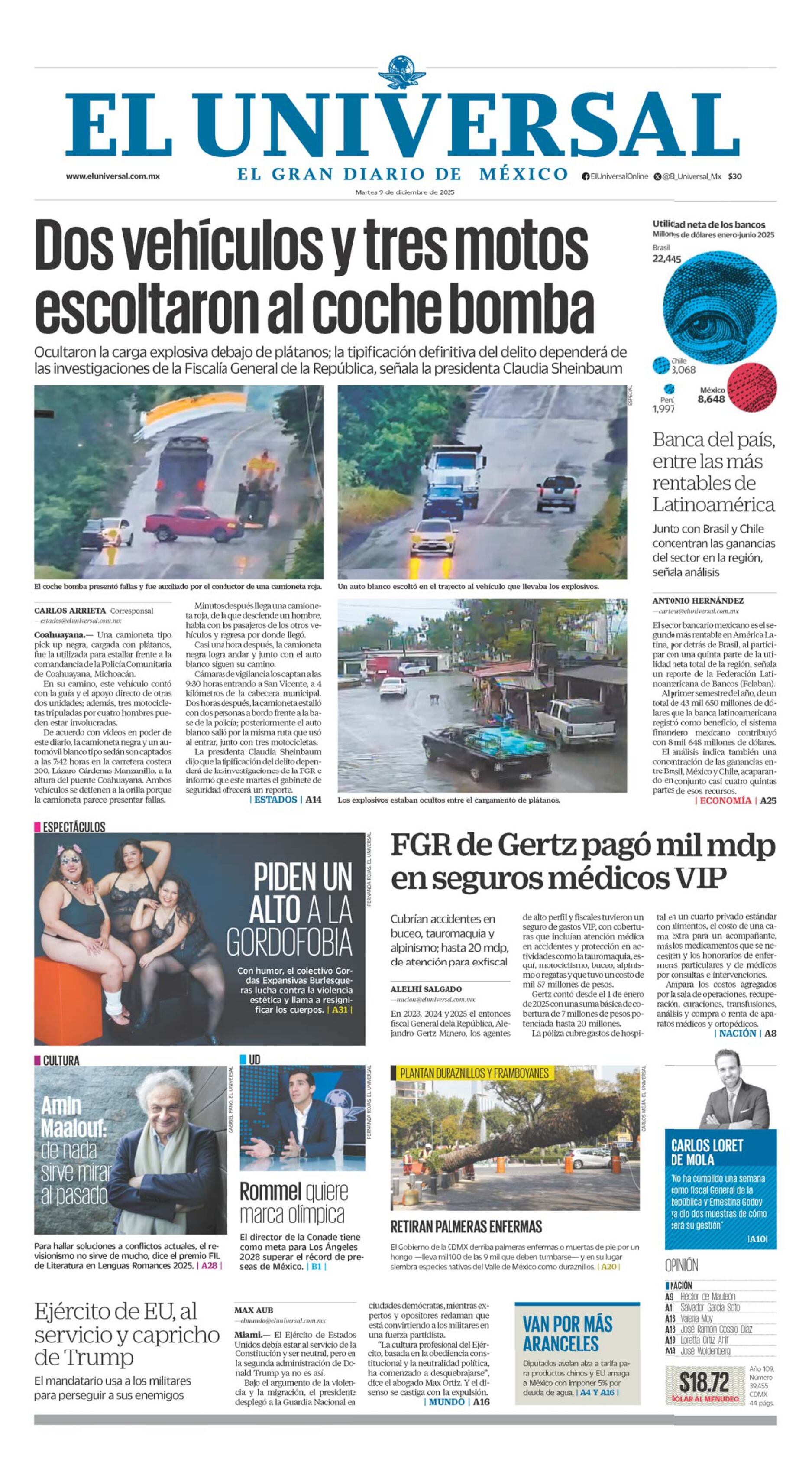 Portada impresa del 9 de diciembre de 2025 | El Universal