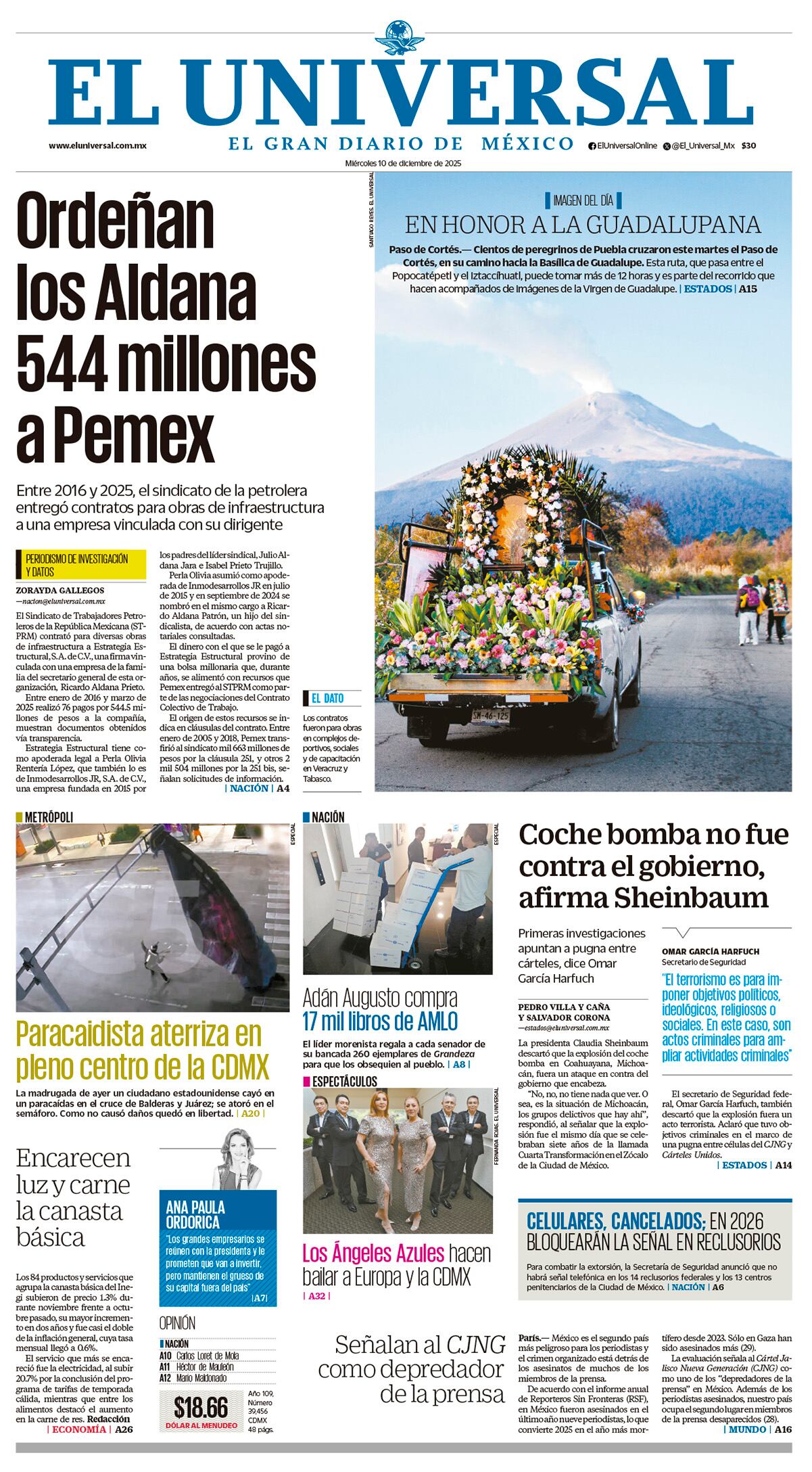 Portada impresa del 10 de diciembre de 2025 | El Universal
