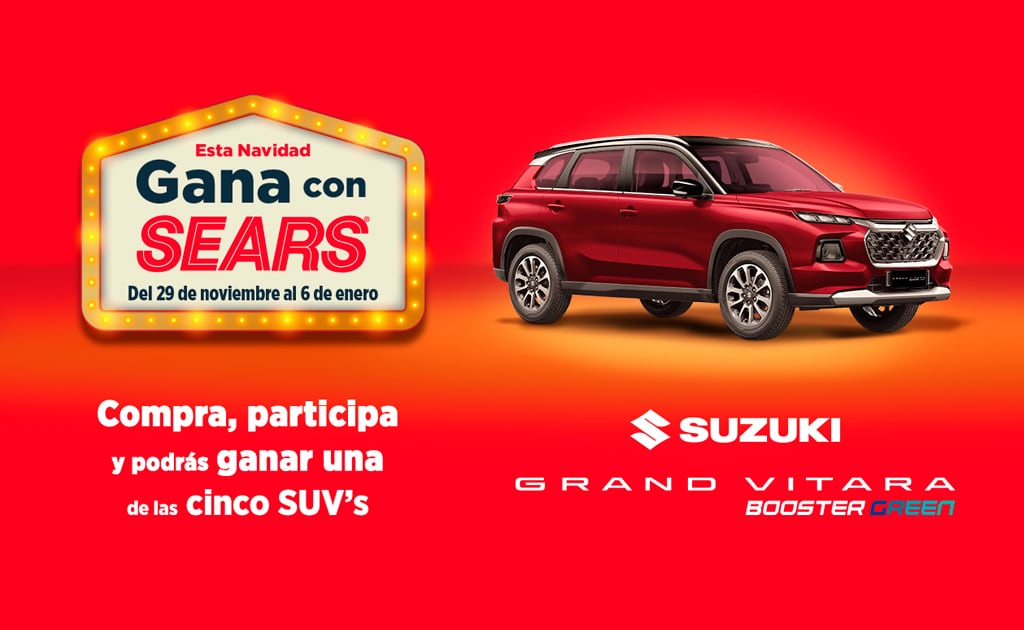 Celebra la Navidad con SEARS y gana una de las cinco camionetas Suzuki 2024