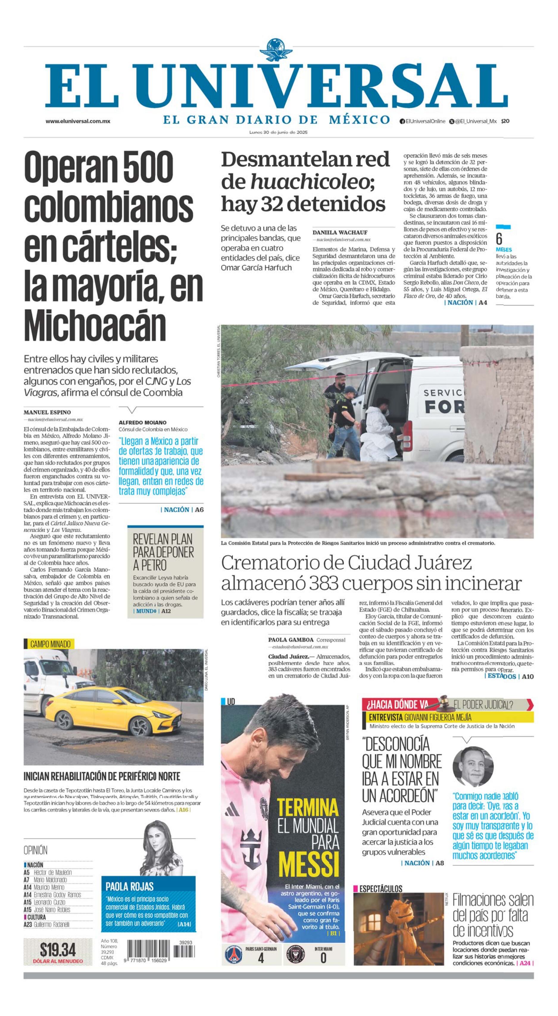 Portada impresa del 30 de junio de 2025 | El Universal