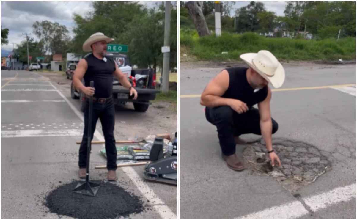 Manuel Cantú "El Potro" tapa el bache denunciado por Don Nico, heladero ...