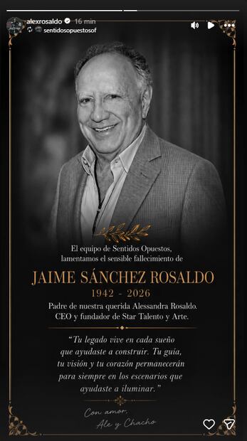 Muere el papá de Alessandra Rosaldo, fue manager de Sentidos Opuestos ...