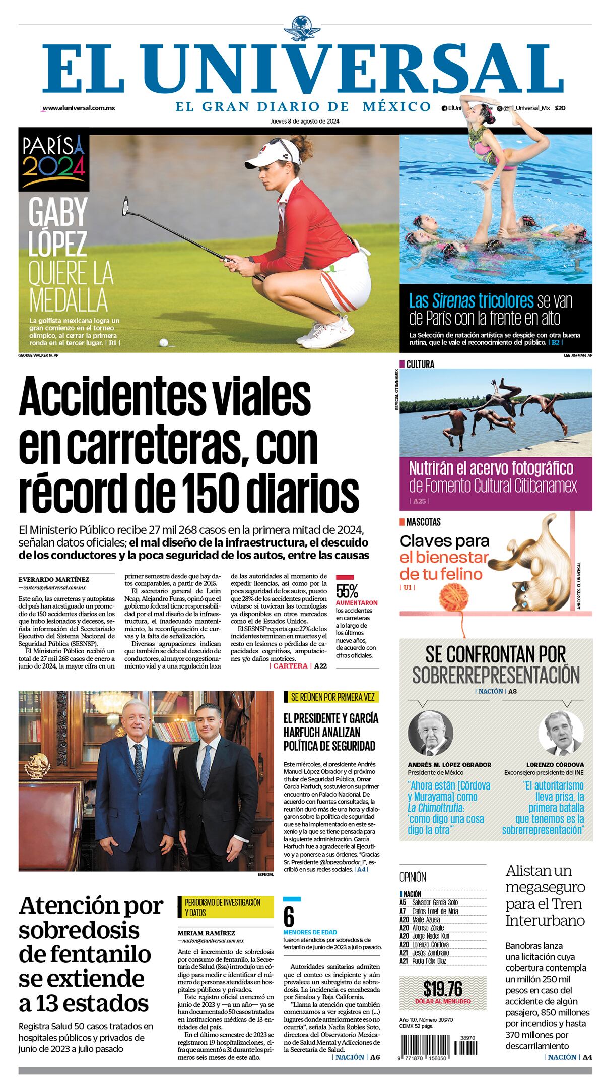 Portada impresa del 8 de agosto de 2024 | El Universal