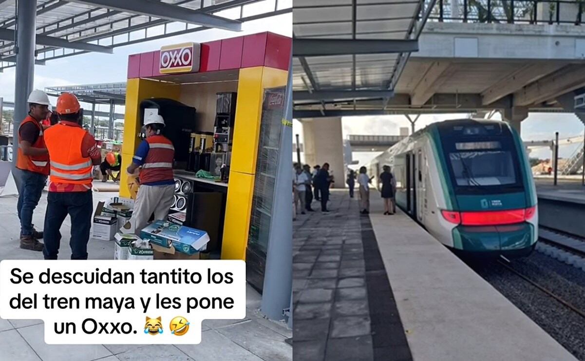 Exhiben mini Oxxo en el Tren Maya y es viral en redes sociales